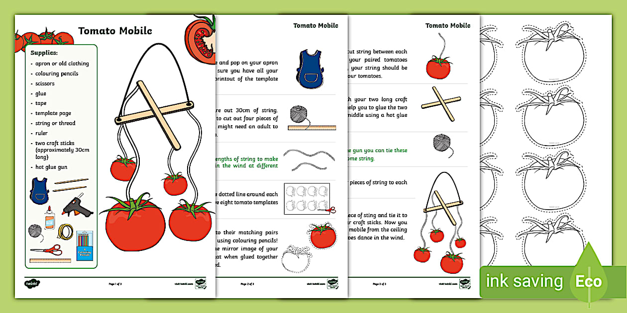 Tomato Mobile Craft (teacher made) - Twinkl