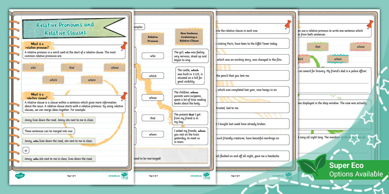 Relative Pronouns and Relative Clauses (Ages 9 - 10)