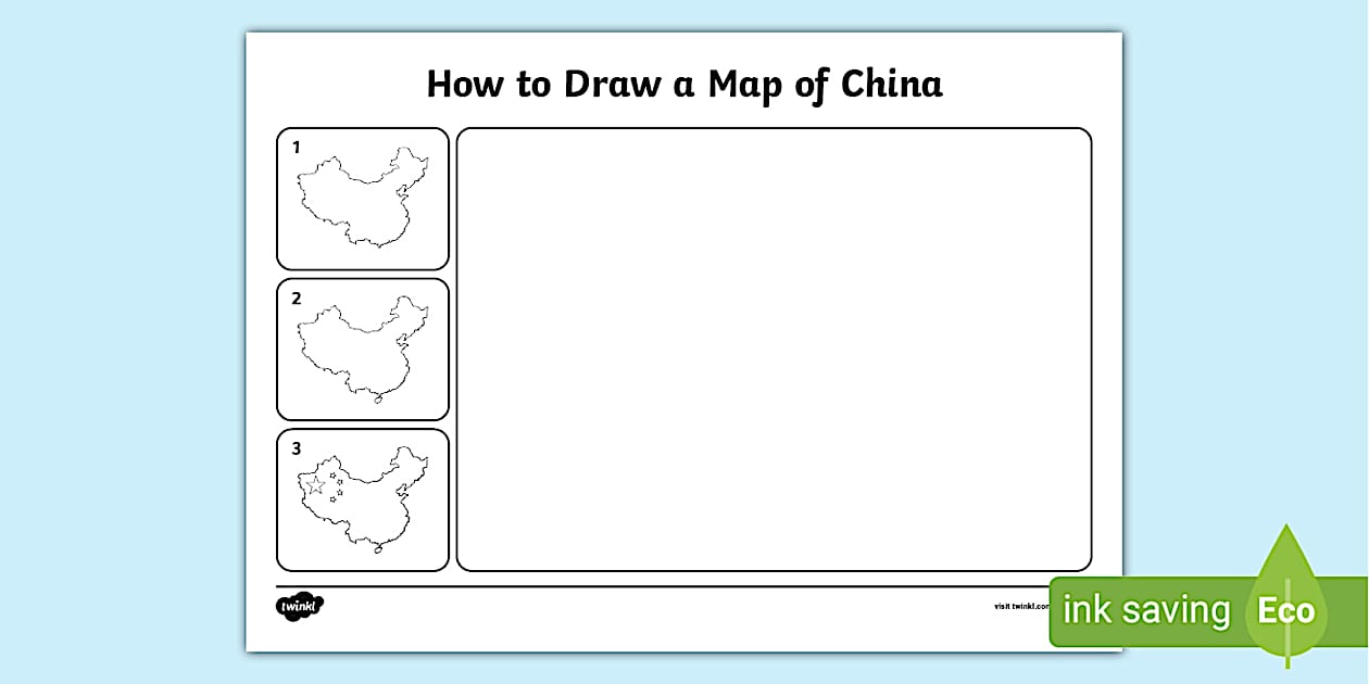 How to Draw China Map Guide | Map of China | Twinkl | KS1
