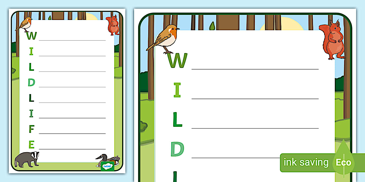 Wildlife Acrostic Poem Template, Local Wildlife