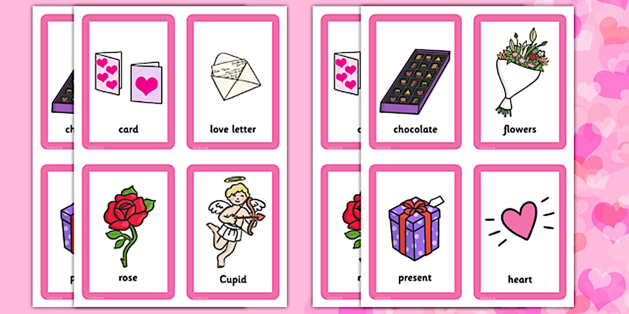 Valentine's Day Pairs Matching Game - ESL Valentine's Day Vocabulary