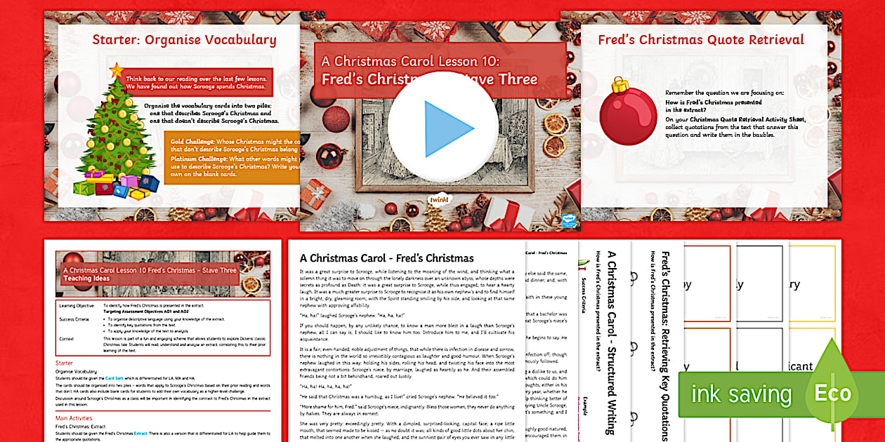 Editable A Christmas Carol Lesson 10: Fred’s Christmas – Stave Three