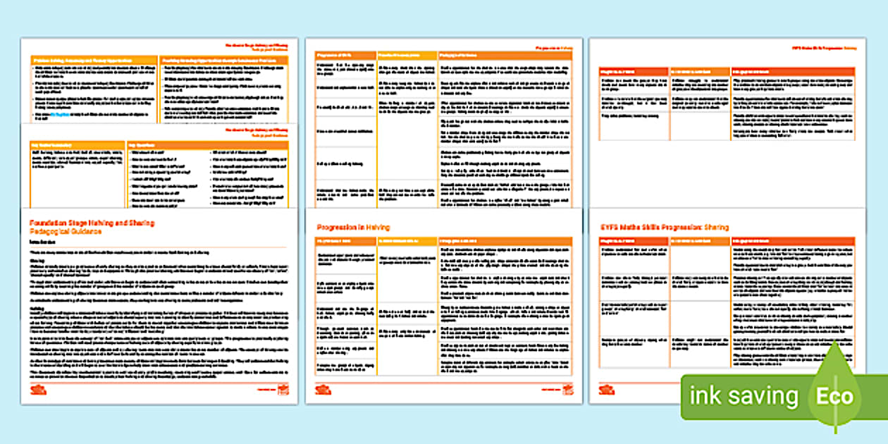 EYFS Maths: Halving and Sharing Skills Progression and Pedagogical Guidance