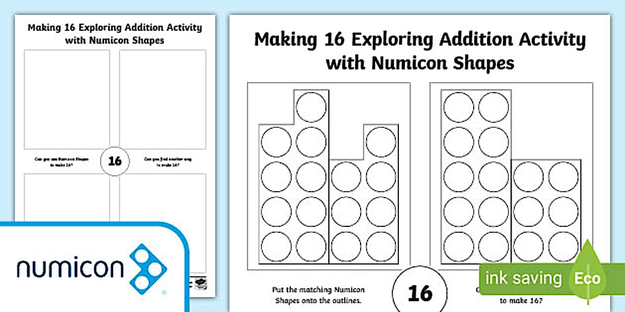👉 Making 16 Exploring Addition Activity with Numicon Shapes