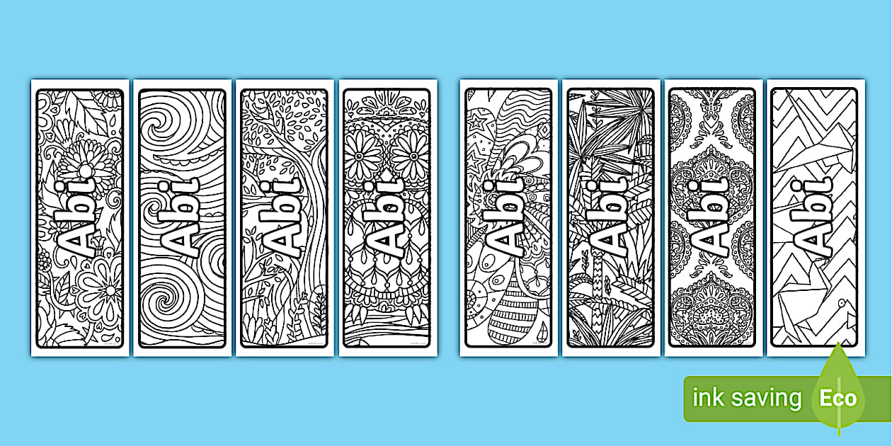 Abi Mindfulness Name Colouring Bookmarks (teacher made)