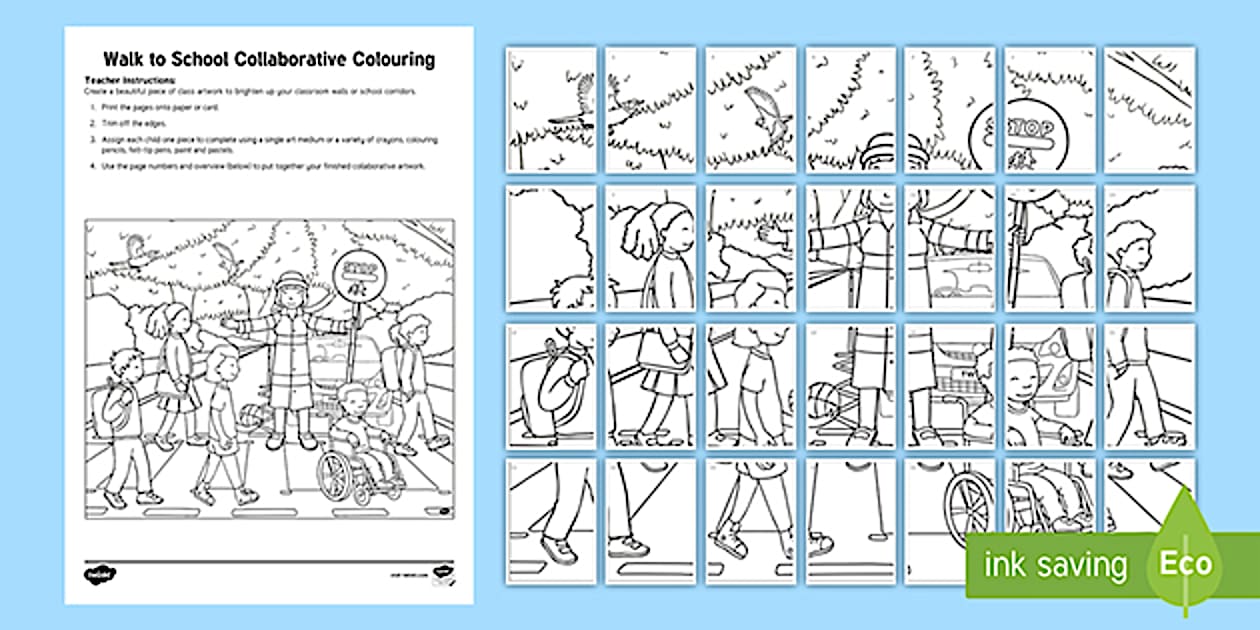 Walk to School Collaborative Colouring (teacher made)