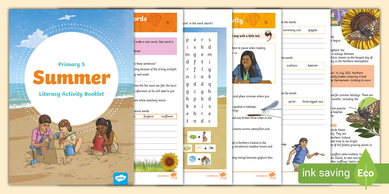 Primary 5 Summer Literacy Activity Booklet (teacher made)