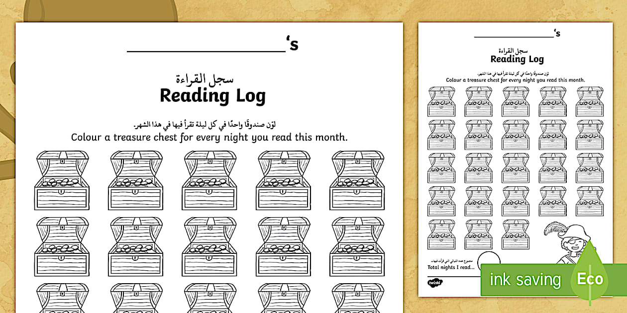 Pirate Themed Colour in Reading Log Activity - Pirate Themed Reading Log