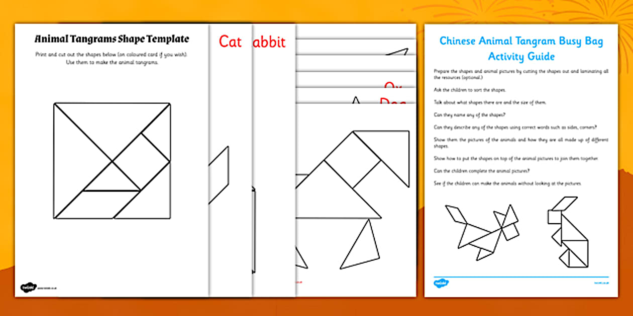 Chinese Animal Tangram Busy Bag Resource Pack for Parents