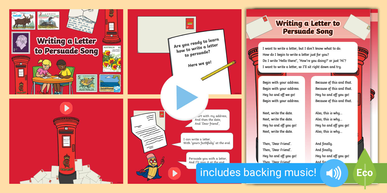 👉 Writing a Letter to Persuade Song, for KS1.