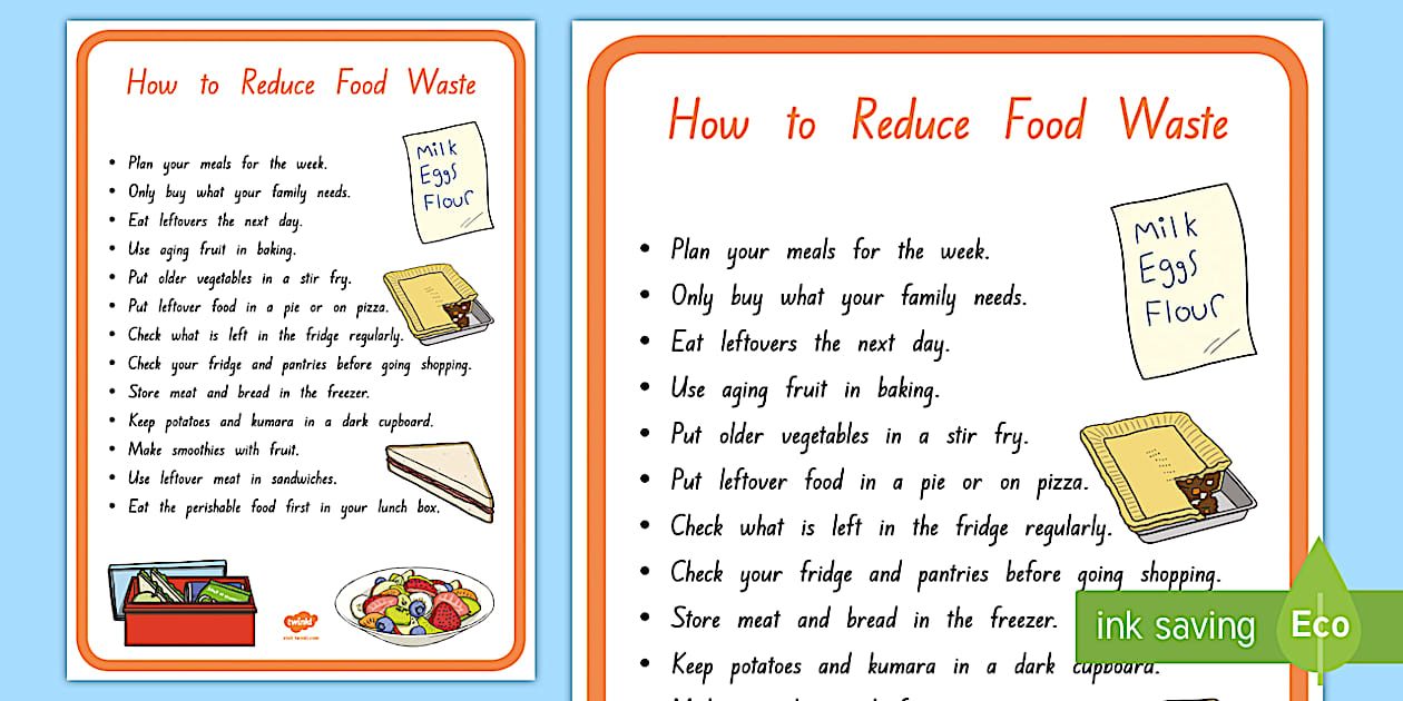 How to Reduce Food Waste Display Poster - Twinkl