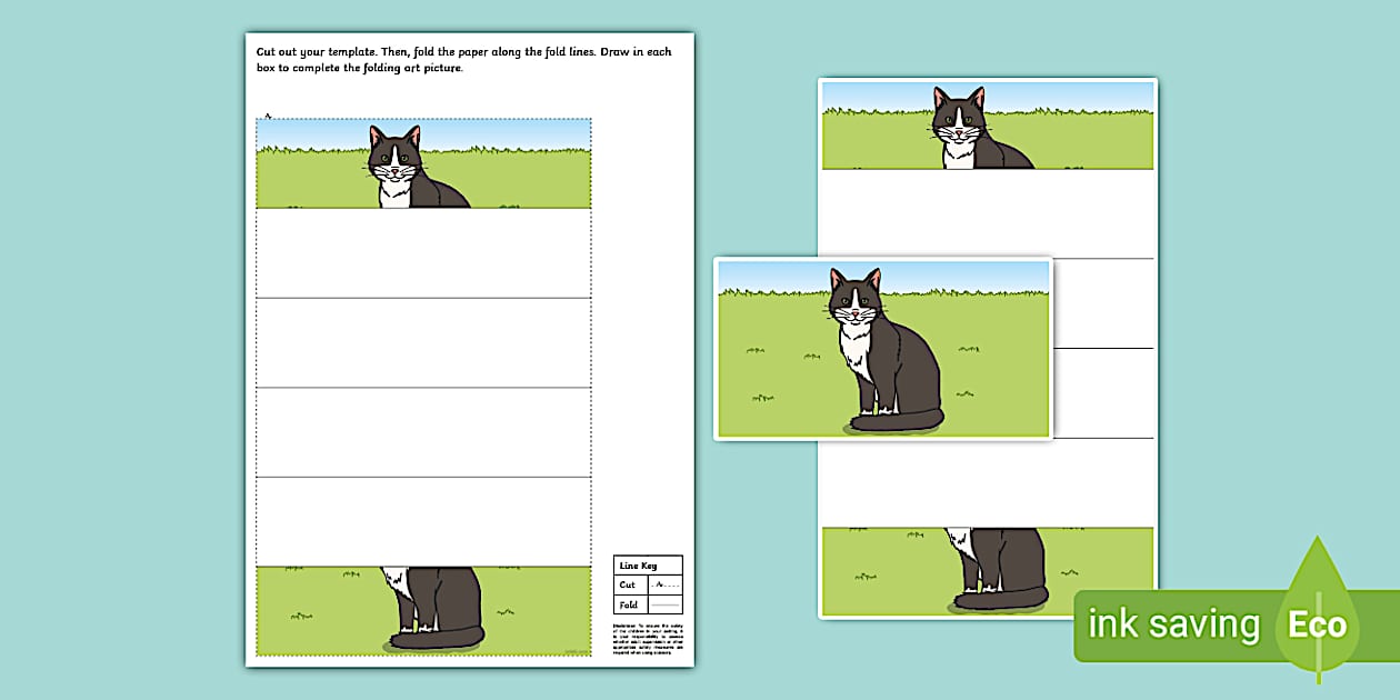 Cat Folding Art Template (teacher made) - Twinkl
