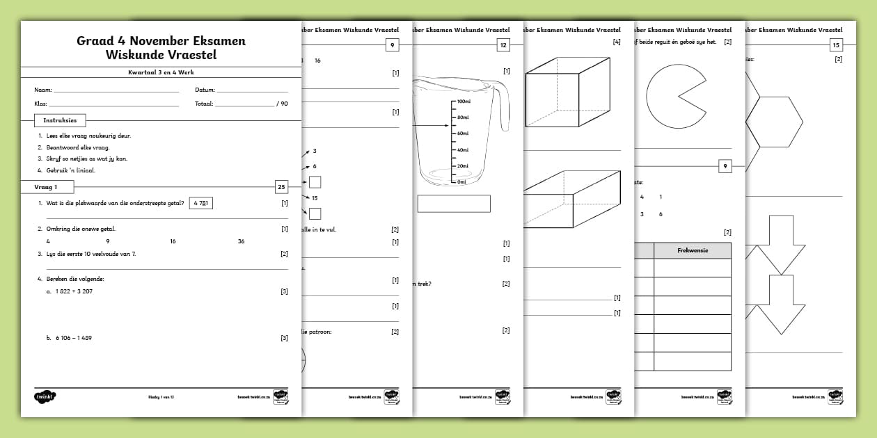 Graad 4 Wiskunde Vraestel Kwartaal 4 (l'insegnante ha fatto)