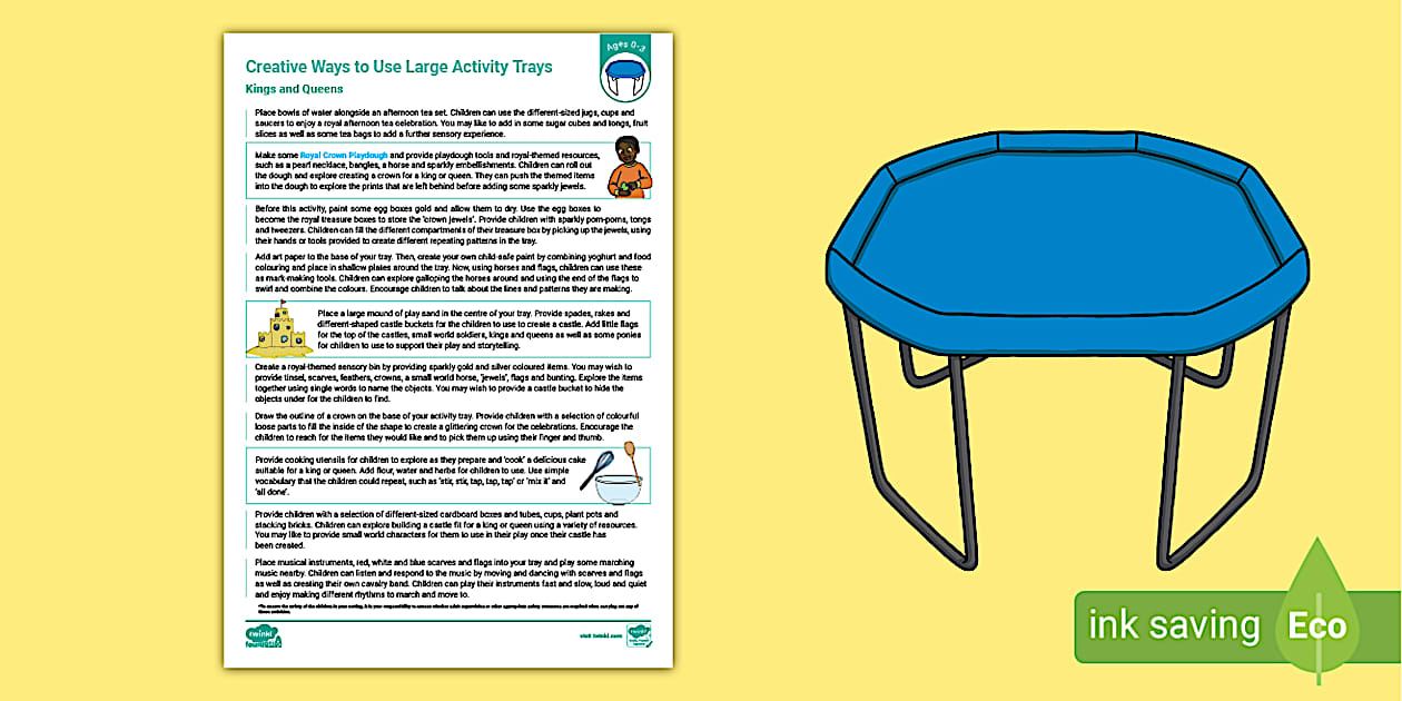 EYFS Ages 0-3 Large Activity Tray Ideas: Kings and Queens