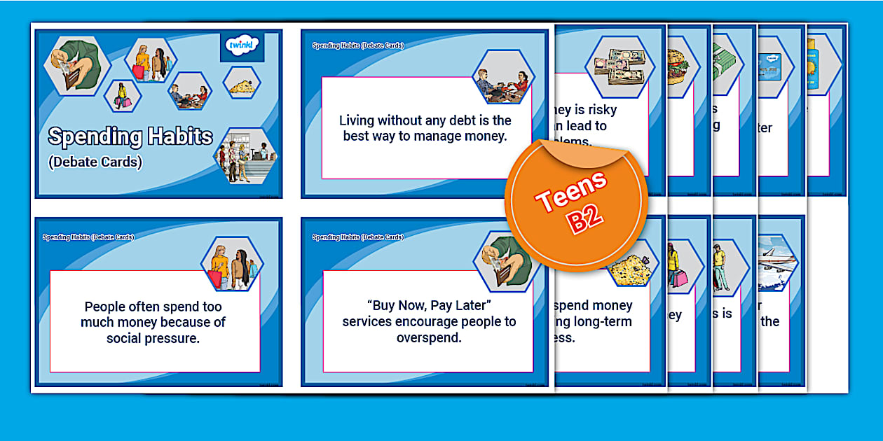 ESL Spending Habits Debate Cards (teacher made) - Twinkl