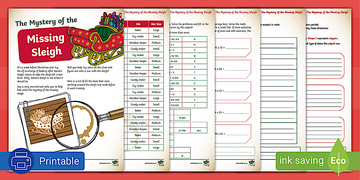 The Mystery of the Missing Sleigh (Maths Mystery)