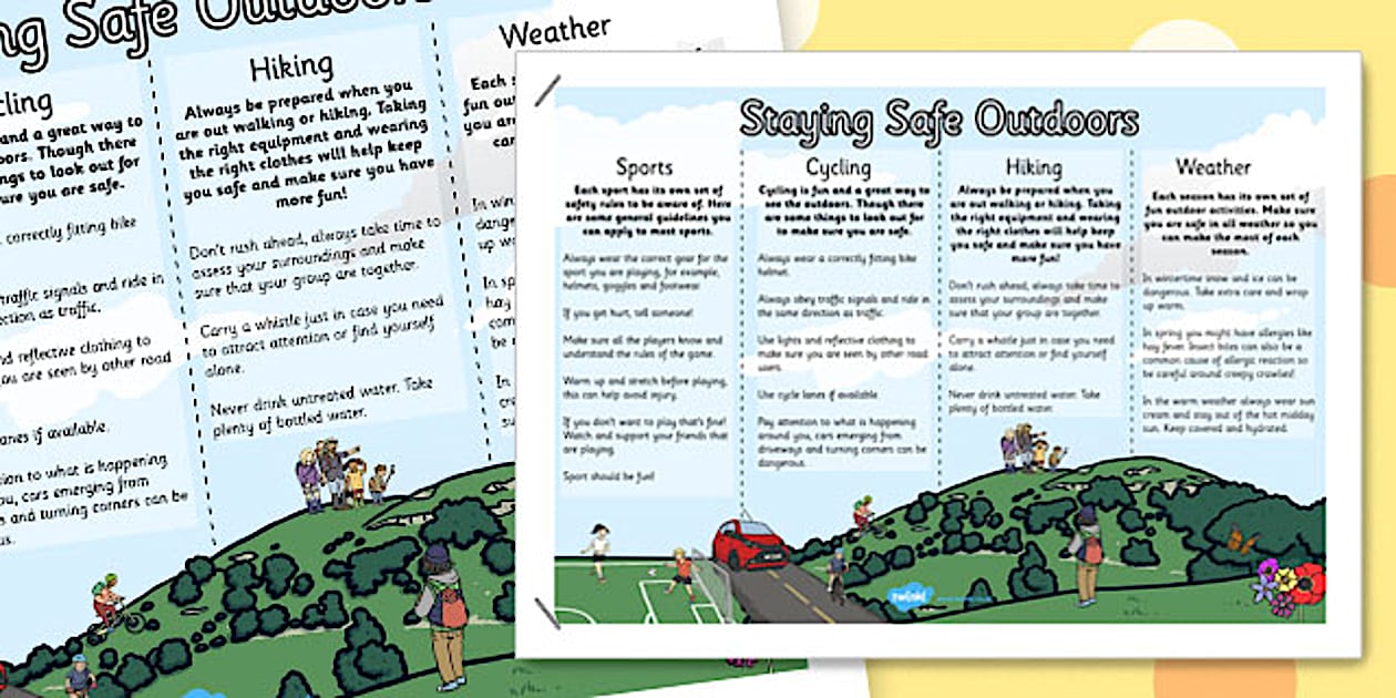 Keeping Myself Safe Outdoors Display Poster- outside, safety, dangers,