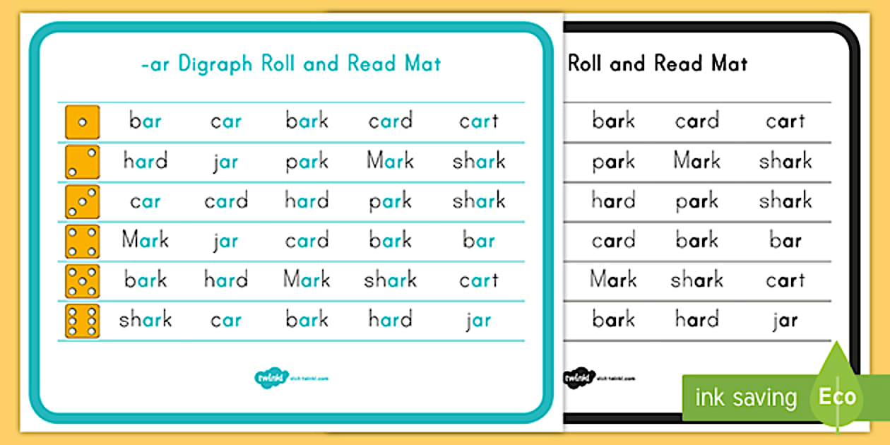 -ar Digraph Roll and Read Mat (Teacher-Made) - Twinkl
