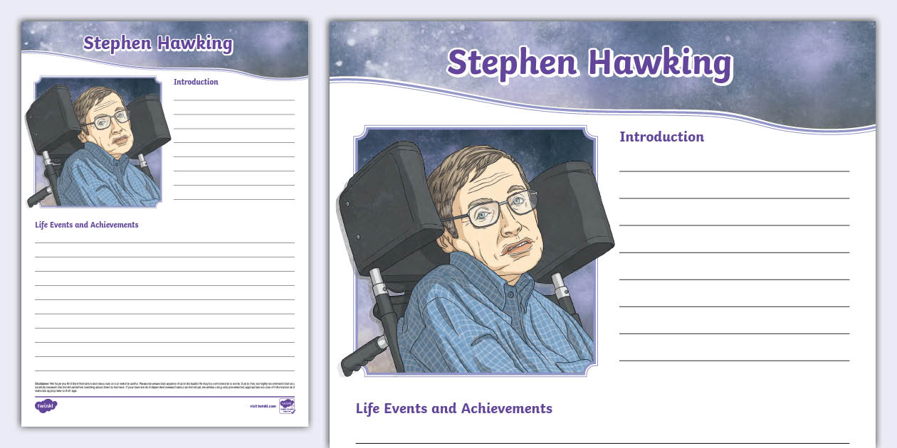 Stephen Hawking Biography Template (teacher made) - Twinkl
