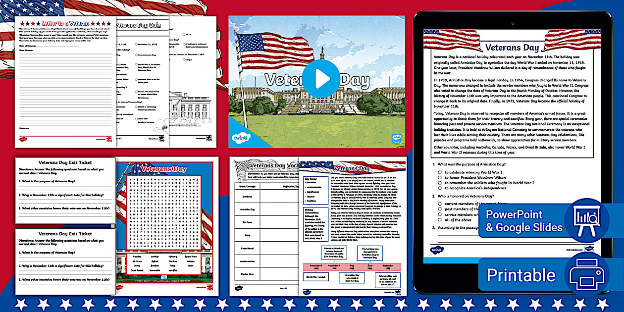 Veterans Day Lesson Pack for 6th-8th Grade (Teacher-Made)