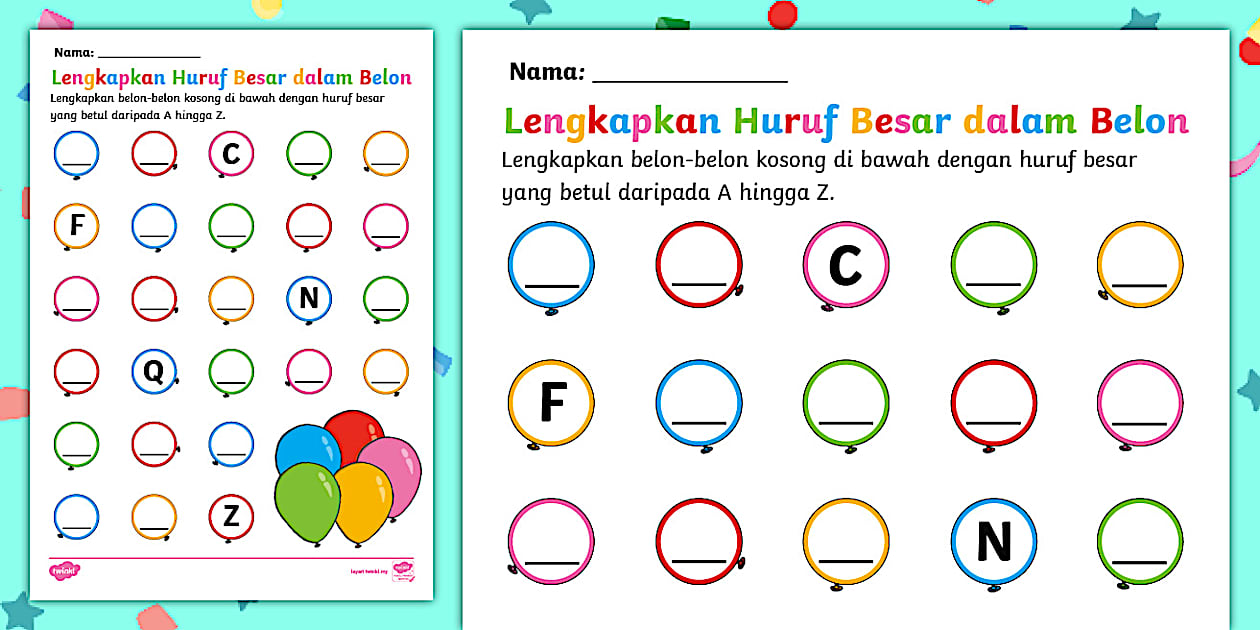 Latihan Huruf Besar dan Kecil: Lengkapkan Huruf Besar