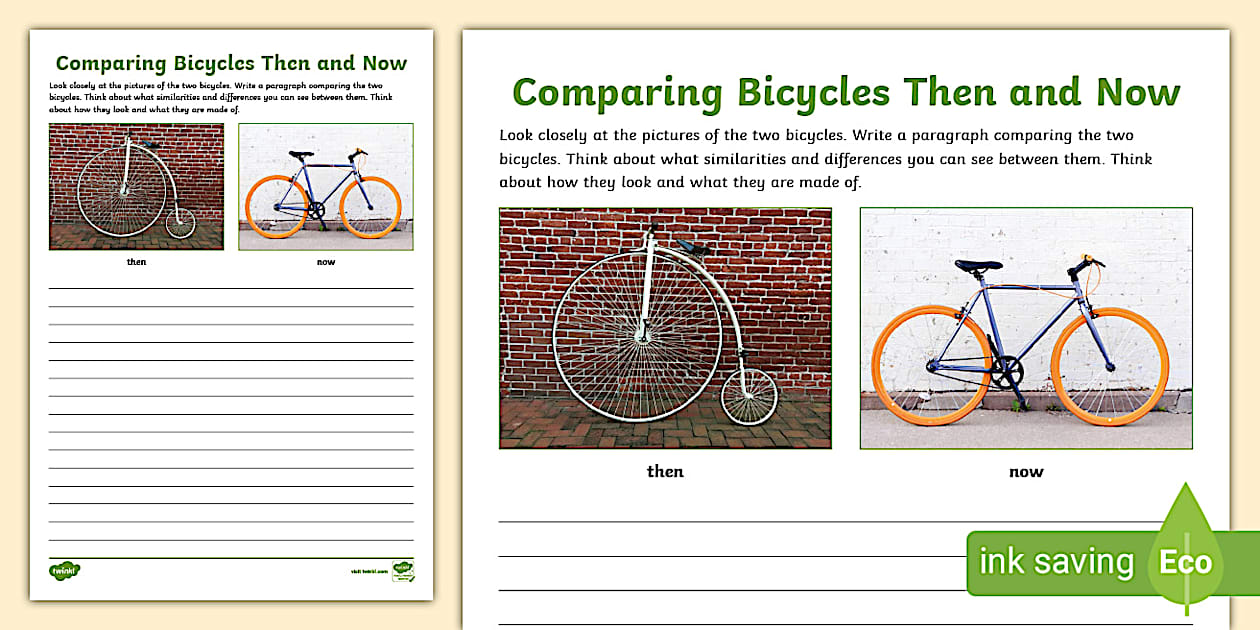 Comparing Bicycles Then and Now Activity (teacher made)