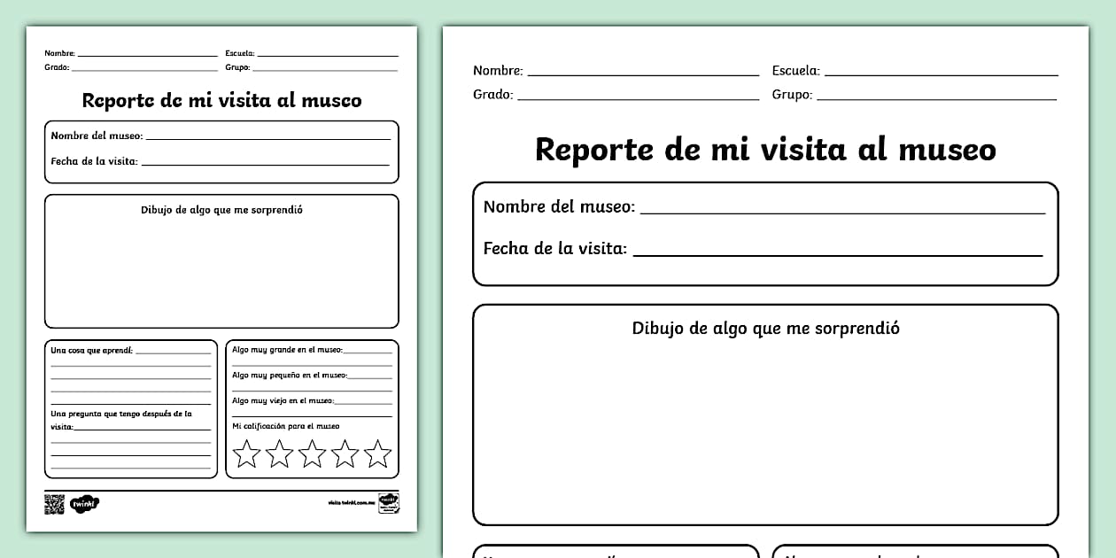 Reporte de museo - para niños de primaria (teacher made)