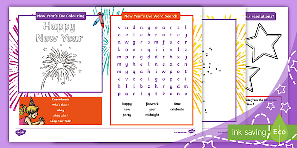 Editable New Year's Eve Activity Place Mat - Twinkl