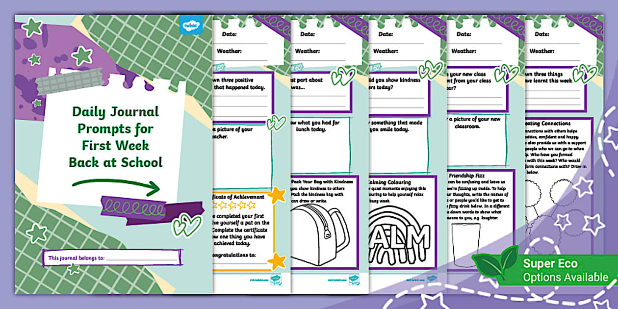 Daily Journal Prompts for Back to School - Twinkl