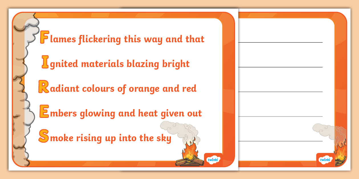 Fires Acrostic Poem Example and Template - Twinkl - KS1