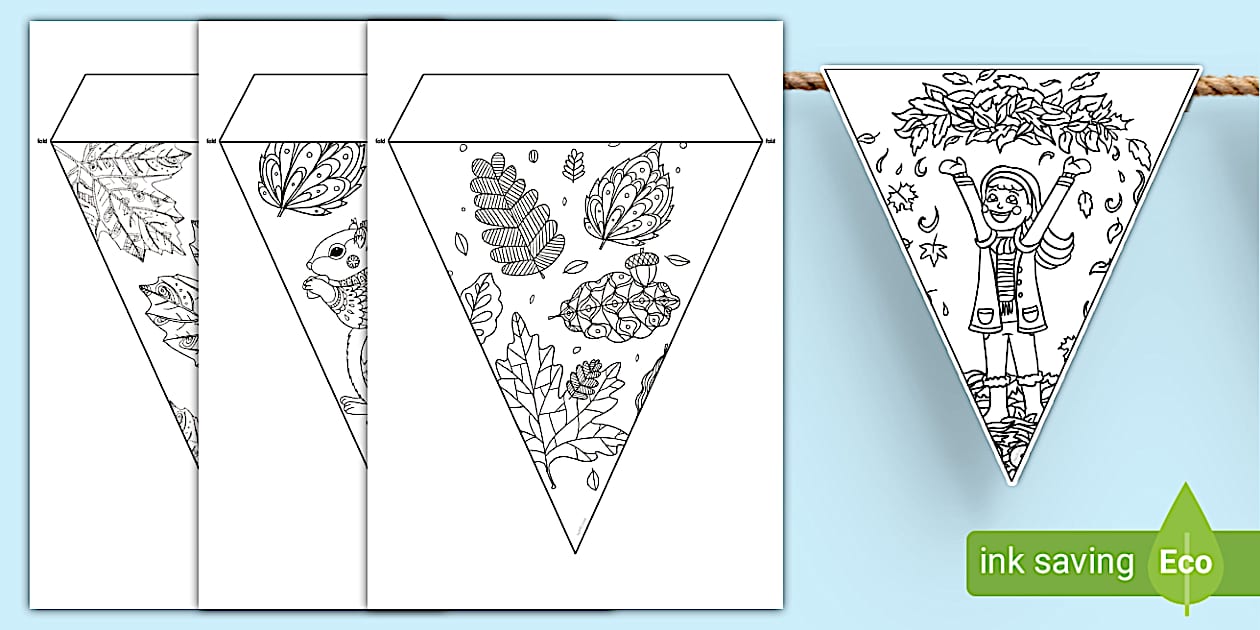 Autumn Fall Themed Mindfulness Colouring Display Bunting