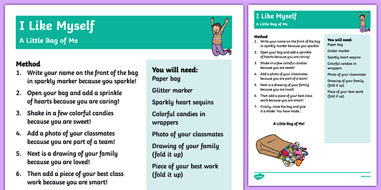 Black and White A Little Bag of Me Craft - Twinkl