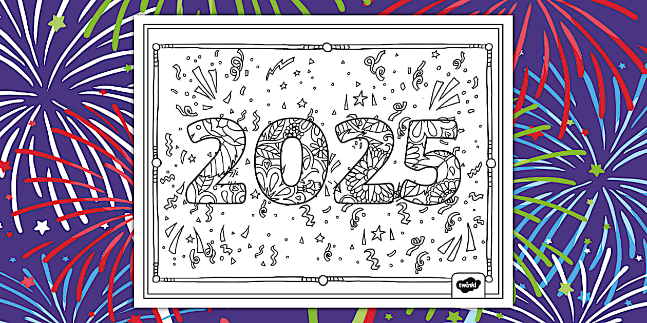 New Year 2025 Mindfulness Coloring (teacher made) - Twinkl