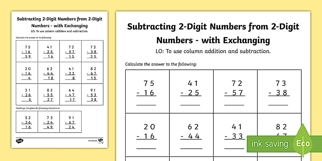 Maths Subtraction with Regrouping Worksheets - Twinkl