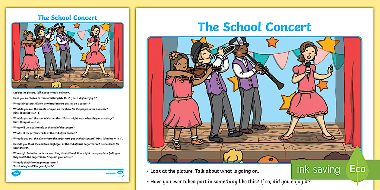 The School Concert Oral Language Worksheet / Worksheet