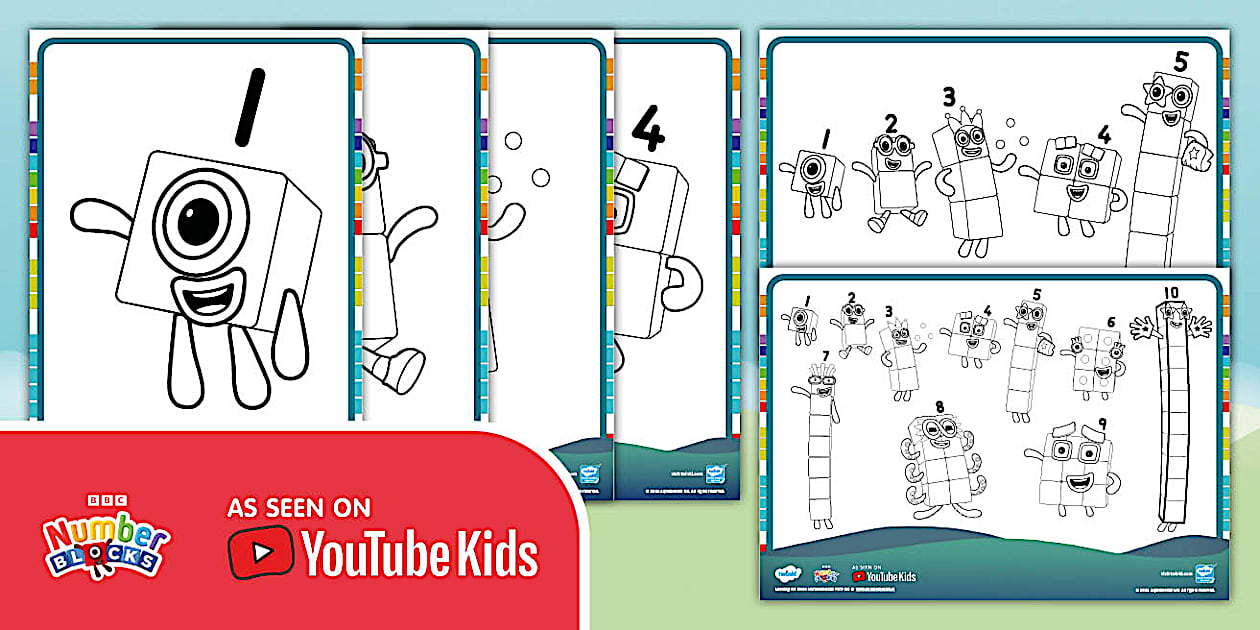 Numberblocks: 1-10 Colouring Pages - Twinkl
