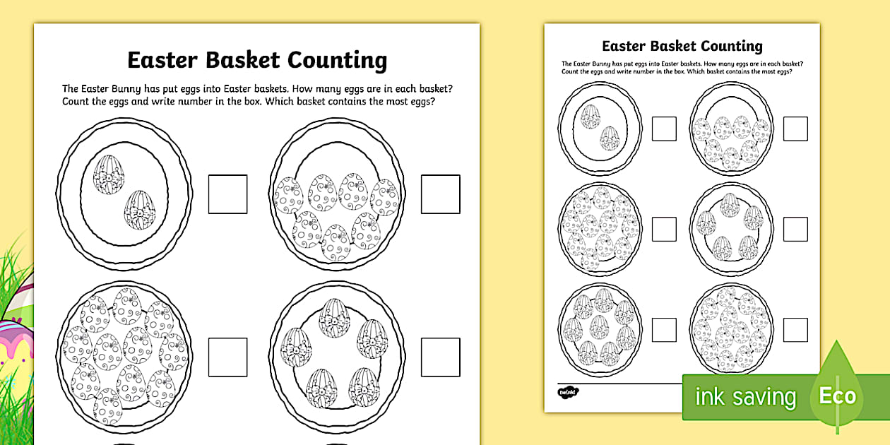 Easter Basket Counting Worksheet - Twinkl