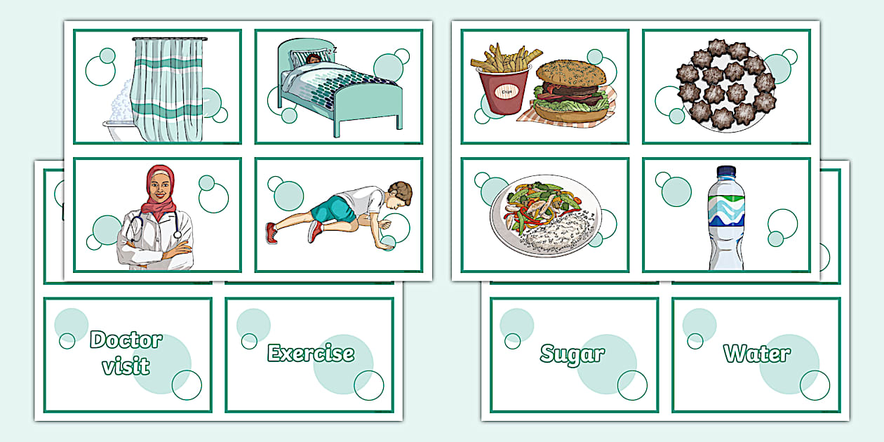 Matching Cards: Staying Healthy (teacher made) - Twinkl