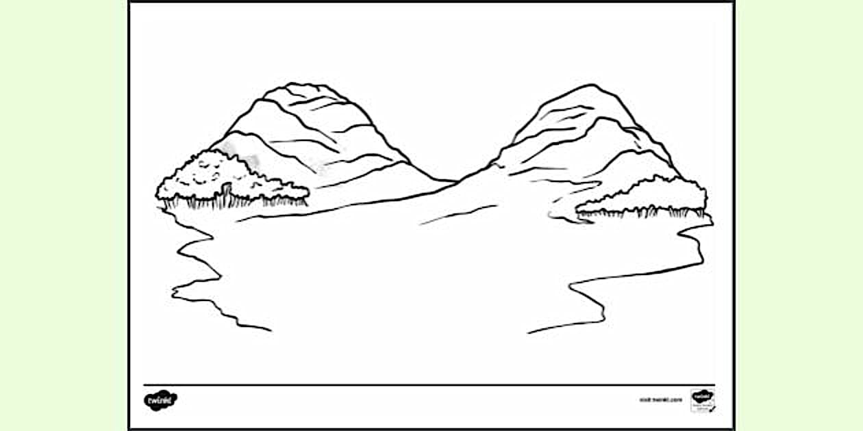 Two Hills Colouring Sheet - Teaching Resources - Twinkl