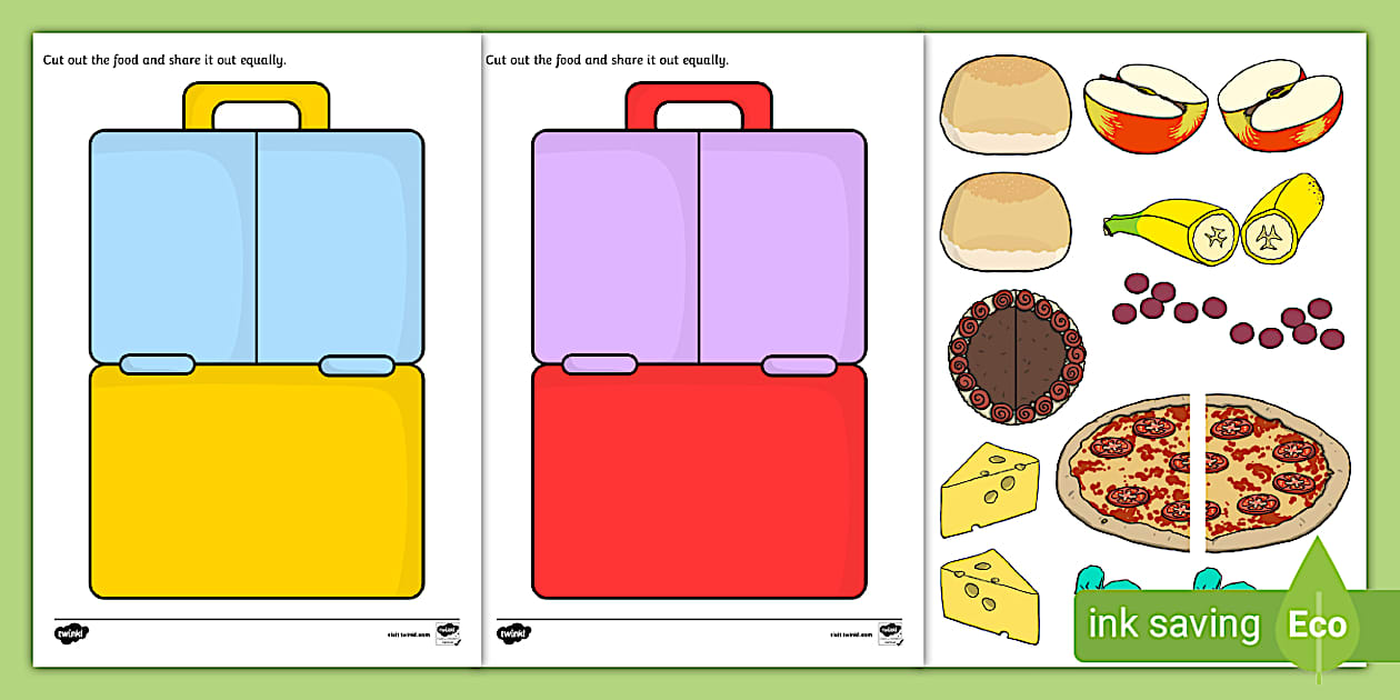 Sharing Food Lunch Boxes Cut and Stick Activity - Twinkl