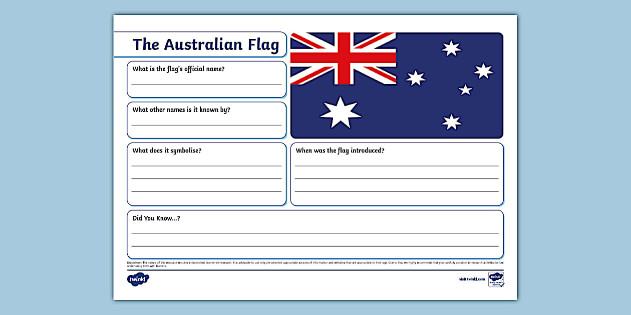 KS1 Australian Flag Fact File Template - Geography
