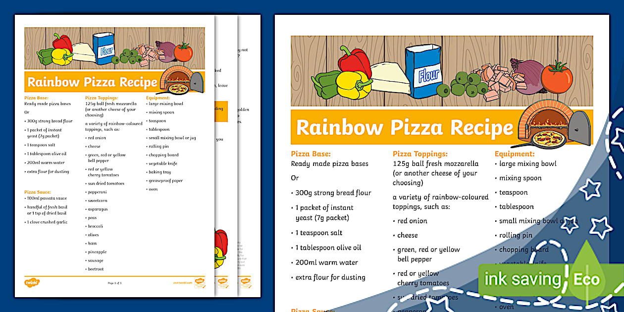 Rainbow Pizza Recipe (teacher made) - Twinkl