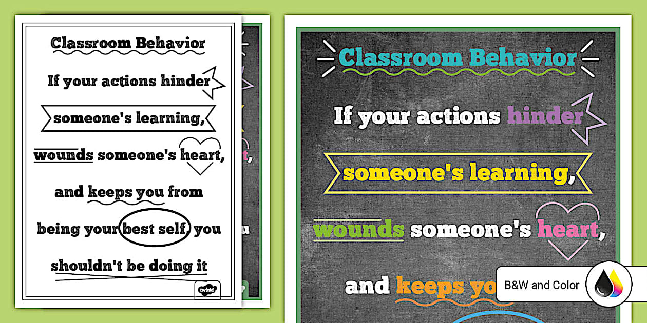 Classroom Behavior Poster for 6th-8th Grade (teacher made)