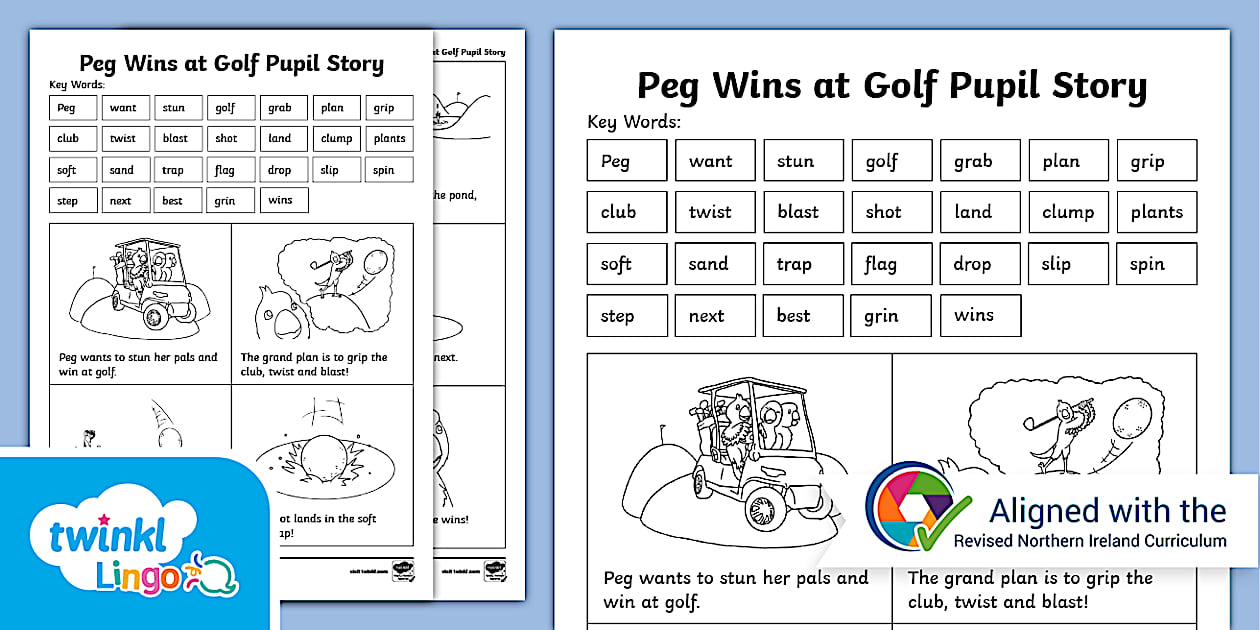 Peg Wins at Golf Pupil Story Activity Sheet (Teacher-Made)