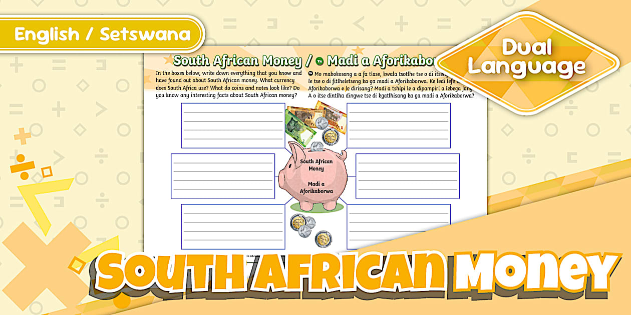 Grade 4 Maths - South African Money Mind Map - Map - Setswana/English (CAPS