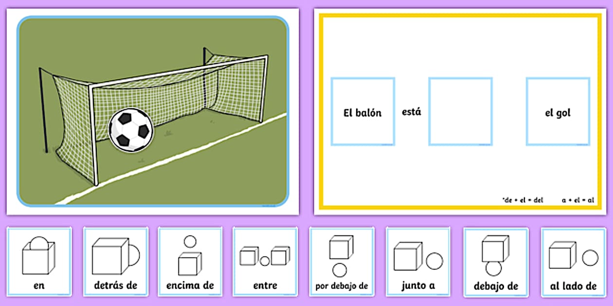 Spanish Prepositions Game -Preposition Football Spanish Game