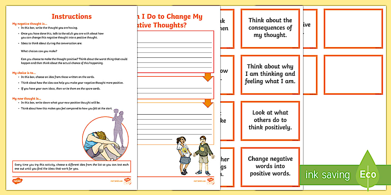 Negative to Positive Thoughts Activity Pack - Twinkl