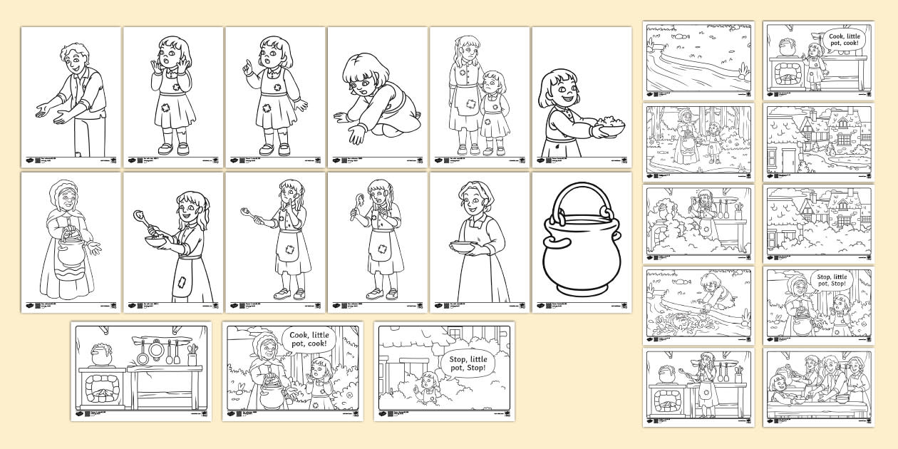 The Magic Porridge Pot Colouring Sheets (teacher made)