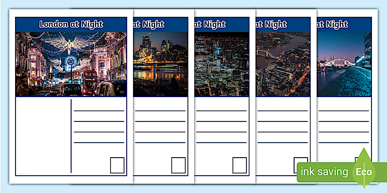 A Set of Lovely London at Night Postcards | Twinkl | KS2