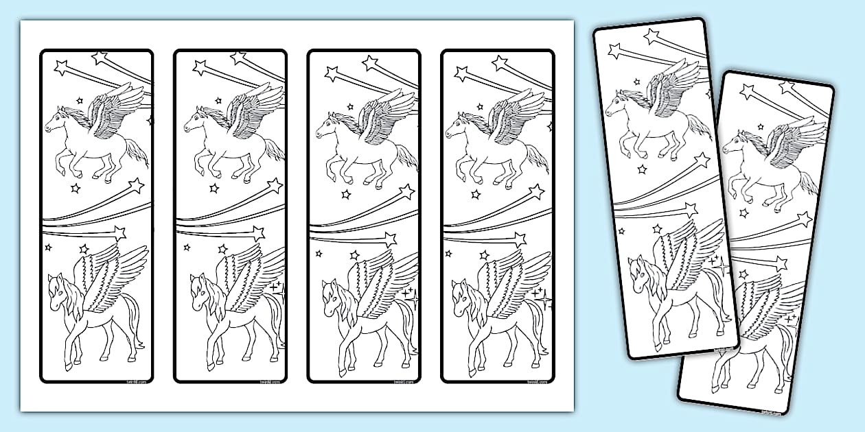 Pegasus Colouring Bookmarks (teacher made) - Twinkl